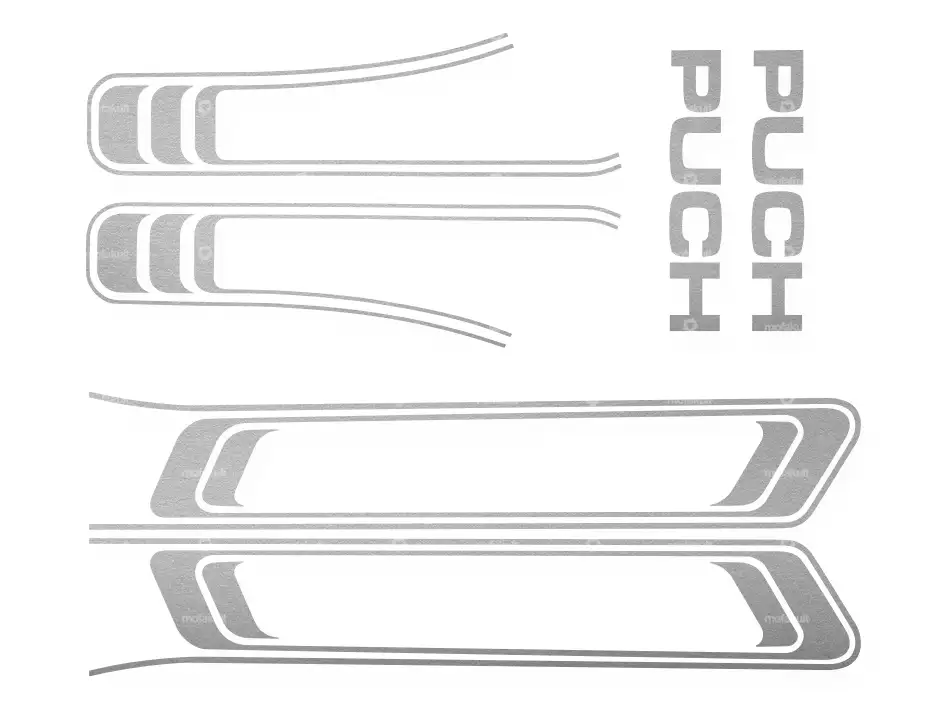 Adhesive set tank & frame silver foil plot (1A quality) | Puch Maxi S | mofakult