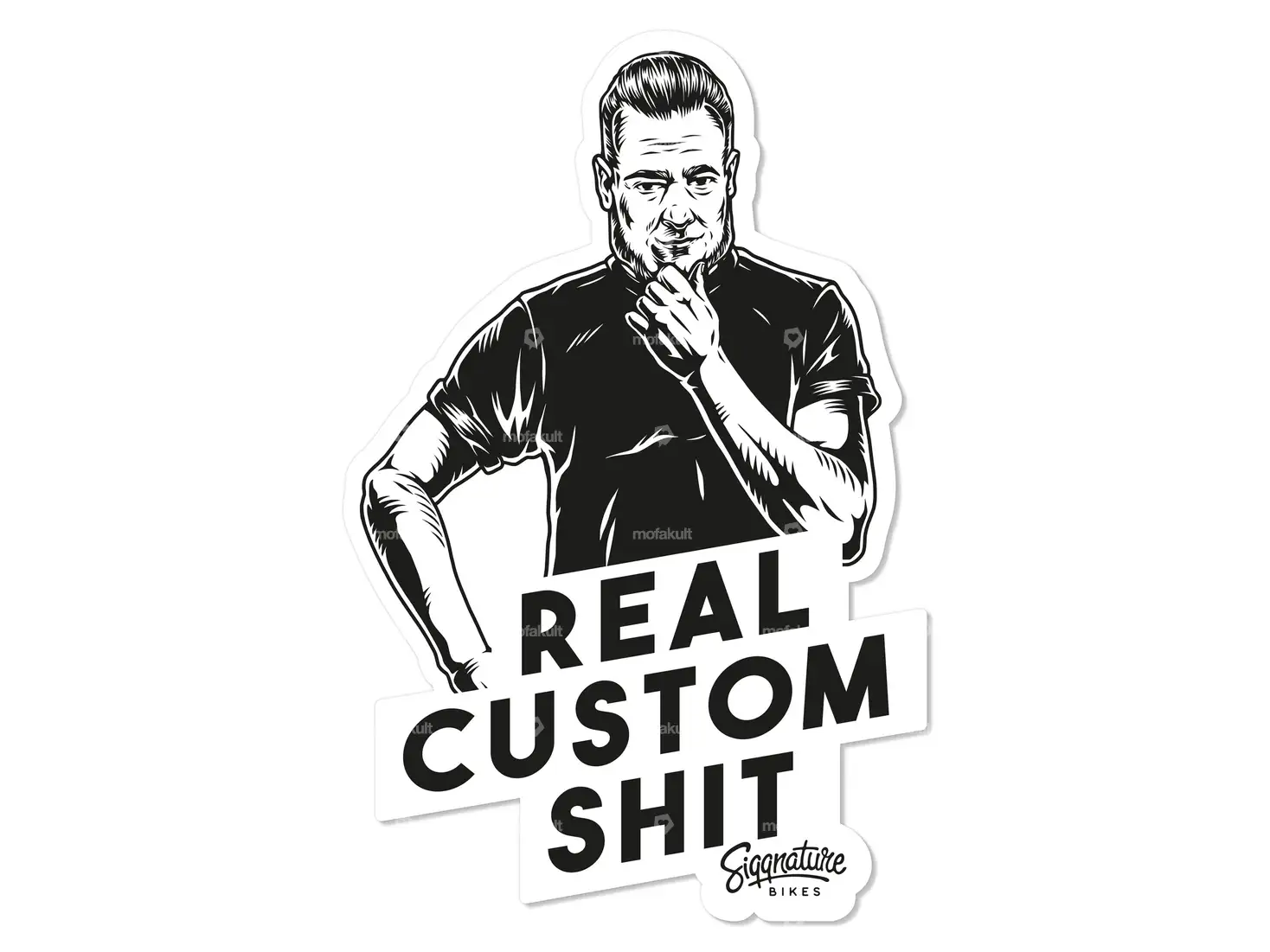 Siggnature sticker "Real Custom Shit" 65 x 100 mm | mofakult