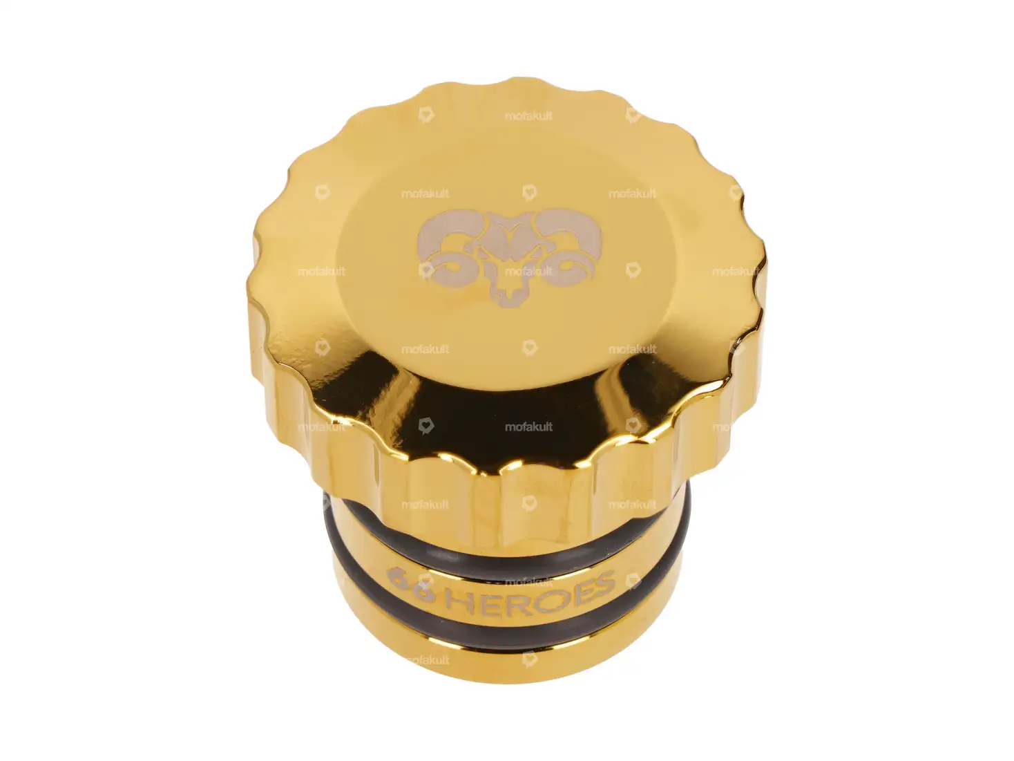 66HEROES fuel filler cap "66HEROES" perforated gold | Piaggio Ciao ...